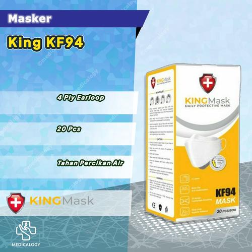 Jual Masker KF94 Earloop Merk King Mask Per Box isi 20 pcs 4 Ply 4 ...
