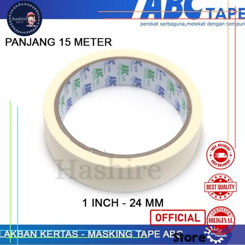 Jual (24 mm) Panjang 15 Meter Lakban Kertas Masking Tape ABC 1 Inch ...
