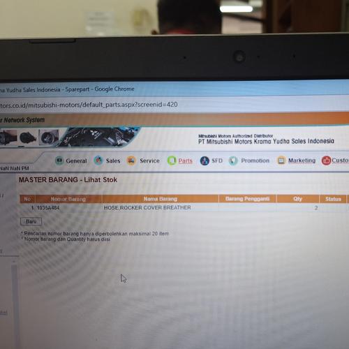 Jual HOSE ROCKER COVER BREATHER ORIGINAL MITSUBISHI 1035A484 SELANG ...