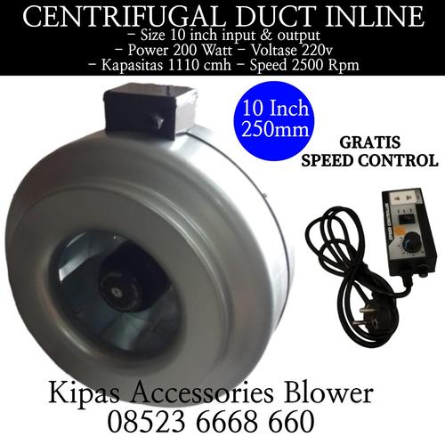 Jual Centrifugal Duct Inline Blower Hisap 10 Inch 220V FREE SPEED ...