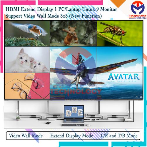 Jual 4K Multiple Monitor Extend 9 Display Built In Video Wall 3x3 Mode ...