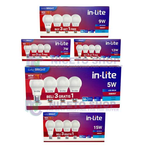 Jual Inlite Lampu Paket Bohlam LED BULB 5W 7W 9W 12W 15W 18W INB007 - 5W, 3000K KUNING - Kota ...