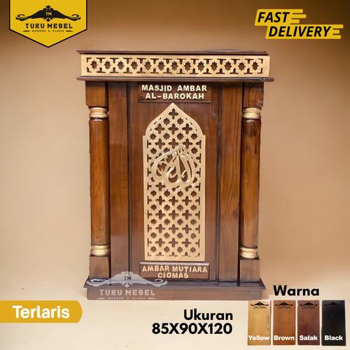 Jual Mimbar Kayu Jati Masjid Ukiran Kaligrafi Minimalis - 85 x 90 x ...