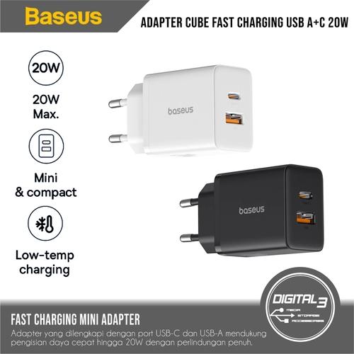Jual Baseus Adapter 20W Wall Charger Cube Fast Charging USB A Type C PD ...
