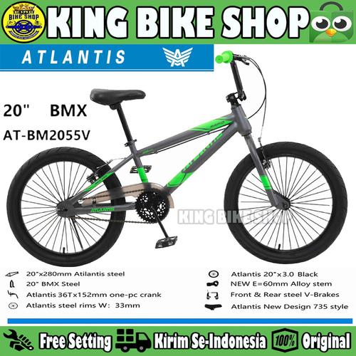 Jual Sepeda BMX 20 Inch ATLANTIS 2055 V 2055V Ban Jumbo 3.0 - Black Red ...