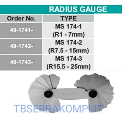 Jual Wipro MS174-3 Radius Gauge R15.5-25 mm Alat Ukur Radius Cekung ...