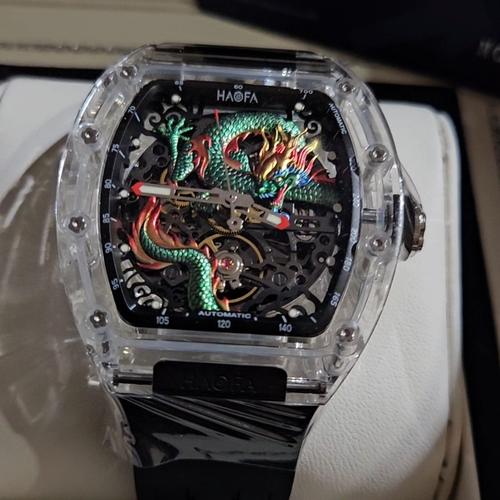 Jual Jam Tangan Haofa 2321 Crystal Sapphire 3D Dragon Black (Green ...