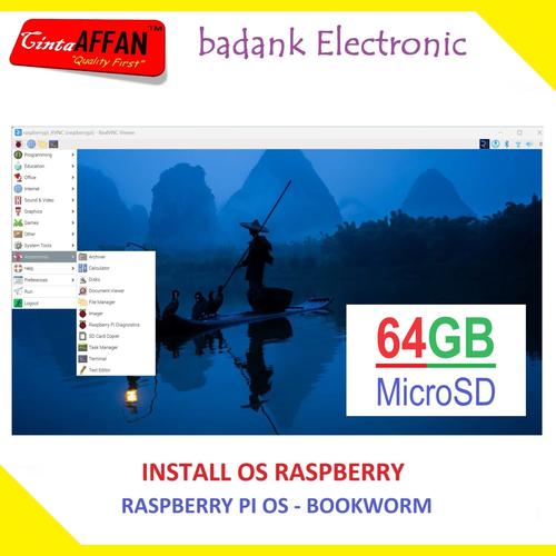 Jual Install Raspberry Pi OS (64-bit) "BOOKWORM" on MicroSD 64GB ...