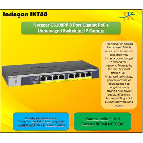 Jual Netgear GS108PP 8 Port Gigabit PoE + Unmanaged Switch for IP ...