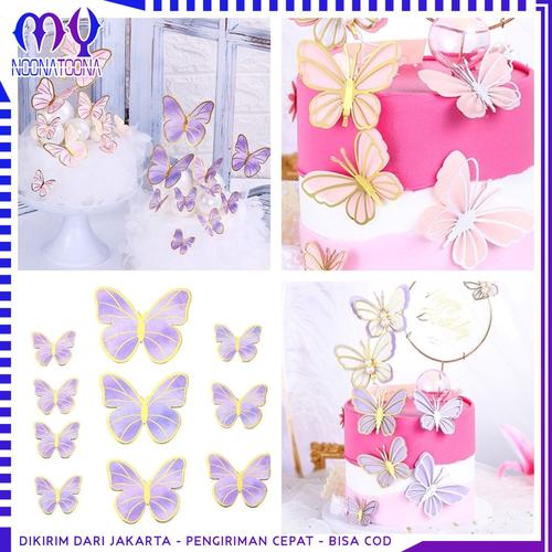 Promo Cake Topper Kupu-Kupu Dekorasi Hiasan Kue Ulang Tahun Isi 10 Pcs ...