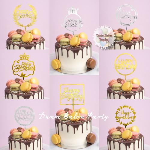 Promo Cake Topper Happy Birthday Acrylic / Topper Cake HBD Aneka Motif ...