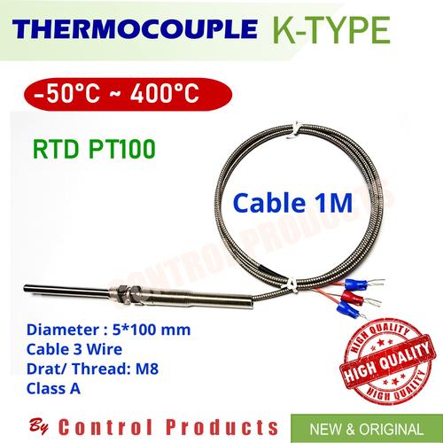 Jual RTD PT-100 Probe Temperature Thermal Sensor Suhu 3 Wire 5x100mm ...