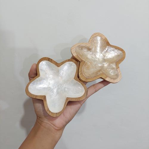 Jual Shell teak wood plate star bintang hiasan piring kayu jati kerang ...