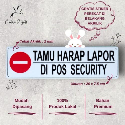 Jual Sign Akrilik Tamu Harap Lapor di Pos Security | Sign Acrylic ...