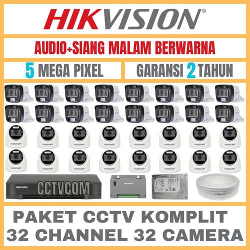 Promo Paket cctv hikvision colorfull 5mp 32 channel 32 kamera turbo hd ...