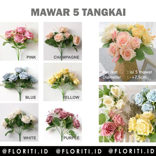 Jual (5 tangkai) Bunga Mawar Artificial Flower Diameter 7cm - white ...