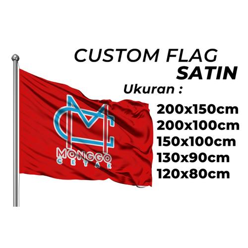 Promo Bendera Custom Satin Full Printing Kilat - 130x90cm, Tali 4 Sudut ...