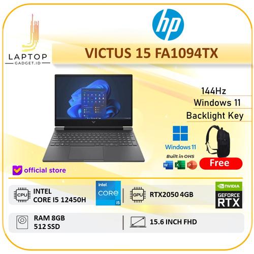Promo Hp Victus 15 RTX2050 4GB I5 12450H 8GB 512GB SSD 15.6FHD Ips ...