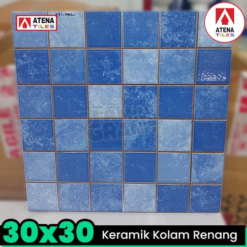 Jual Keramik Kolam Renang 30x30 Atena Tiles Atlantic Blue Motif Mozaik ...