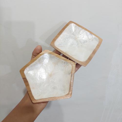 Jual Shell teak wood plate square & pentagon hiasan piring kayu jati ...