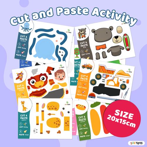 Jual Zoetoys Cut and Paste Activity 3 | Worksheet Anak PAUD TK Cut and ...