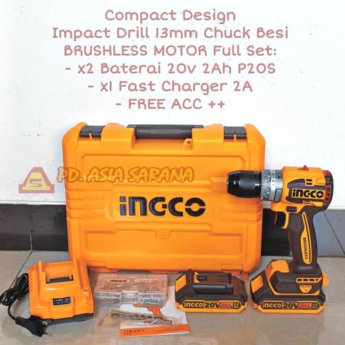 Jual Cordless Impact Drill 13mm Brushless INGCO CIDLI20602-GK Beton ...