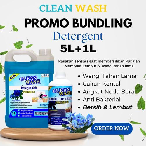 Jual PROMO BUNDLING Clean Wash Deterjen 5Liter + 1 Liter Laundry ...