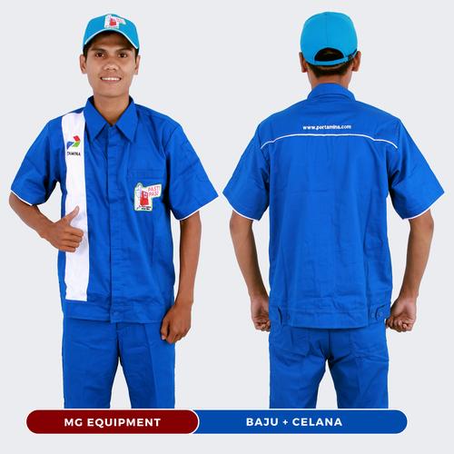 Jual Seragam kemeja pria pertamina teknisi biru - M, Biru - Kota Depok ...