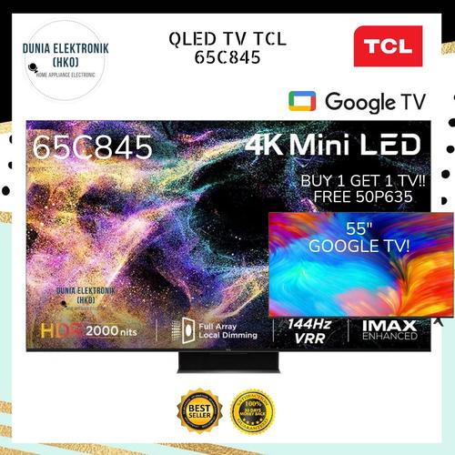 Promo QLED TV TCL 65C845 C845 GOOGLE TV 65 INCH SMART TV 65 INCH 4K ...