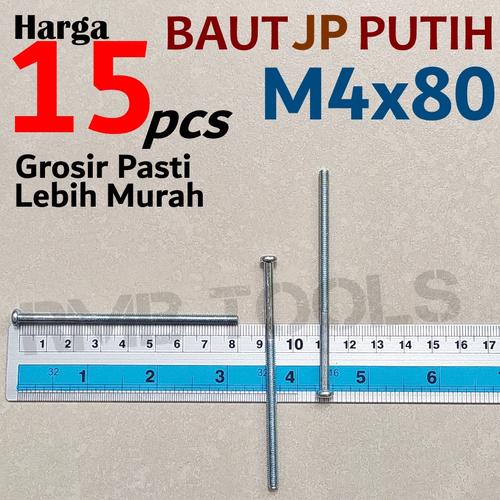 Jual Baut JP M4x80 Panjang 8cm Putih Galvanis M4 / Sekrup Skrup JP M4 ...