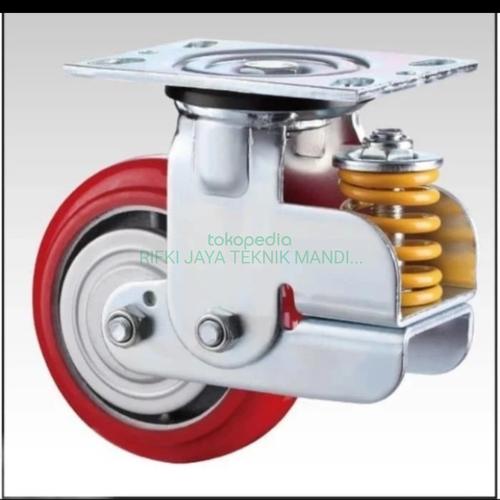 Jual Roda spring pu merah 6"inch Hidup/putar ranger germany - Jakarta ...