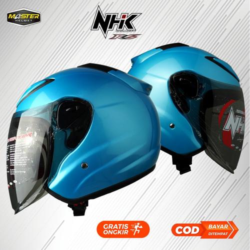 Jual HELM HALF FACE NHK R6 NHK R-6 SOLID ICE BLUE BIRU GLOSSY - M ...