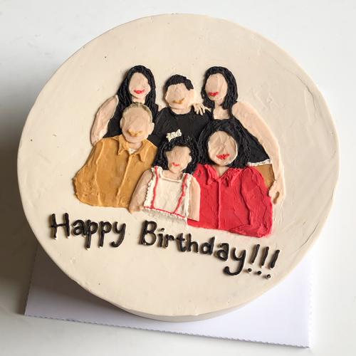 Jual Cake - Custom Birthday Cake Family Drawing / Keluarga lengkap ...
