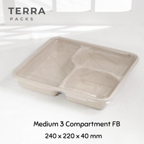 Jual Bagasse 1100 ML Kotak Catering Sekat 3 4 Bento Food Lunch Box Kekinian - 3 Skt Med Clear ...