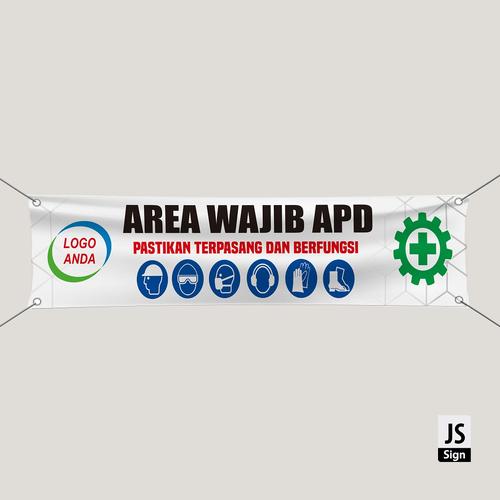 Jual Spanduk Banner K3 Safety AREA WAJIB APD - GRATIS LOGO - L ...