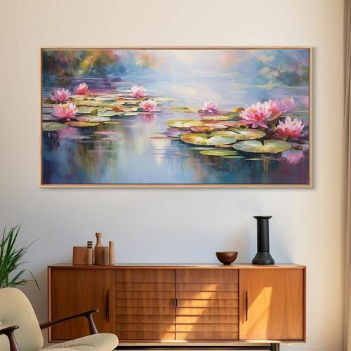 Jual lukisan kanvas tumbuhan teratai modern art painting hiasan dinding ...