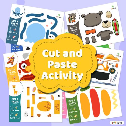 Jual shukaku Cut and Paste Activity 3 | Worksheet Anak PAUD TK ...