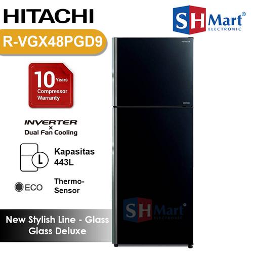 Promo Hitachi Kulkas 2 Pintu Inventer RVGX48PGD9 Dual Fan Glass Door - Medan Cicil 0% 3x - Kota ...