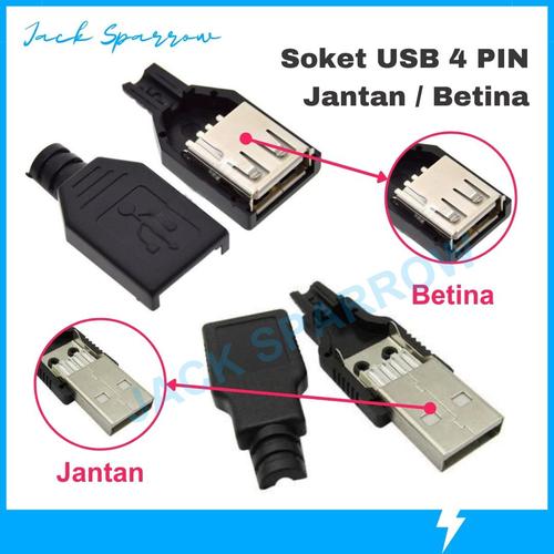 Jual Cover USB 4 Pin Plug Socket Connector Kosong Jantan Betina Male ...