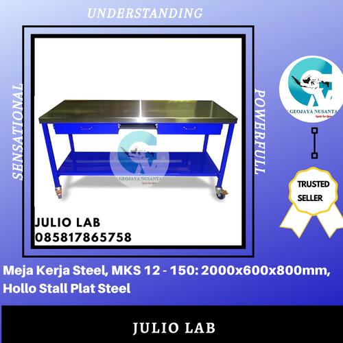 Jual Meja Kerja Steel, MKS 12 - 150: 2000x600x800mm, Hollo Stall Plat ...