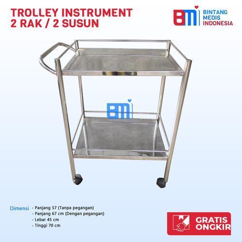Jual Trolley Instrument 2 Rak stainless steel - Trolley instrument ...