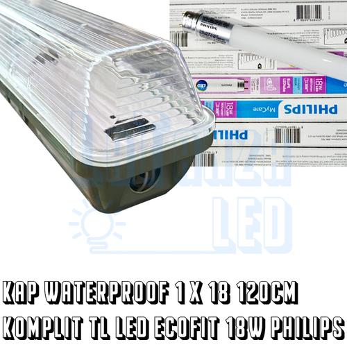Jual Kap TL LED Waterproof ip65 1x18 120cm Komplit TL LED 18W Philips ...