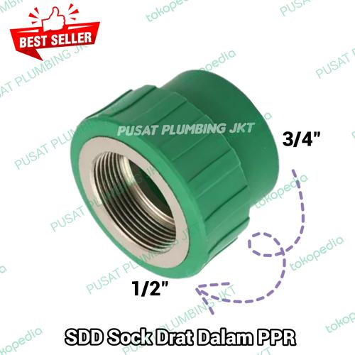 Jual Sock drat dalam ppr 25mm x 1/2"inch sok drat dalam ppr hijau 3/4 ...