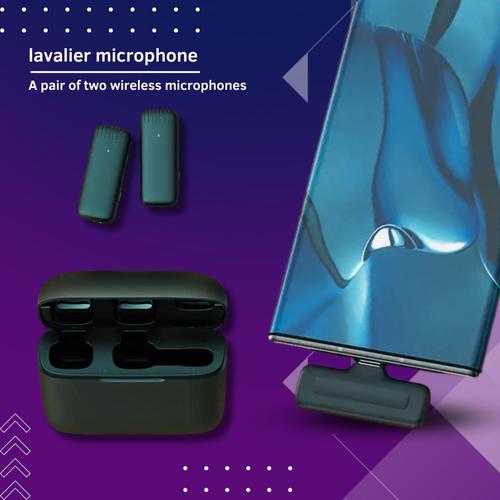 Promo microphone wireless lavalier 2 mic clip on dengan kotak pengisian ...