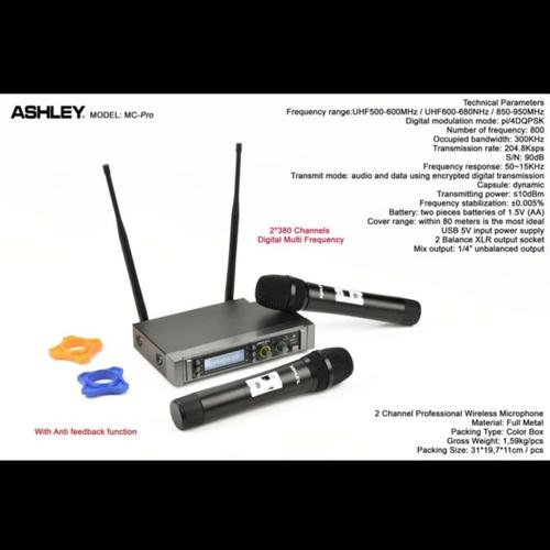 Jual MIC WIRELESS ASHLEY MC PRO/ MC-PRO/HANDLE MICROPHONE - Hitam ...