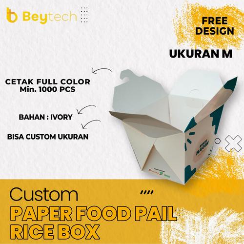 Jual CUSTOM Cetak Food Pail Selip Size M IVORY food grade/ PAPER RICE ...