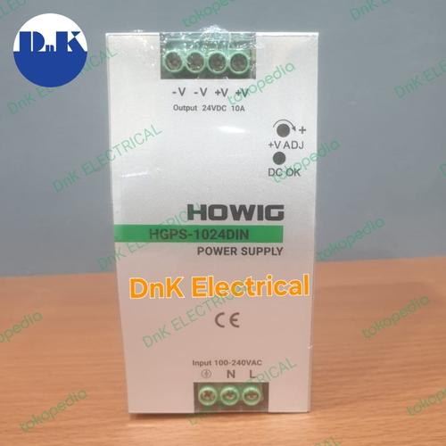 Jual Din Rail Power Supply 100-240 VAC 10A 24V Merk HOWIG Type HGPS ...