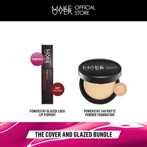Promo [HEMAT 100K] Make Over Glazed Lock+Powerstay Matte Powder Foundation - W60+D07 HALLWAY ...