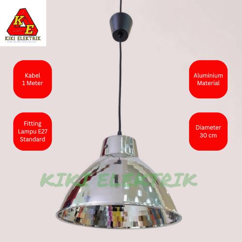 Jual Kap Lampu Gantung Chrome Aluminium 30 cm + Fitting Jerman E27 PVC ...