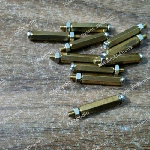 Jual spacer speser spiser besi pendek kaki pcb 2cm 2 cm 20mm 20 mm gold ...
